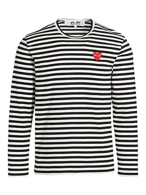 Play Comme Des Garcon Mini Heart Long-sleeve Cotton Tee - Black White