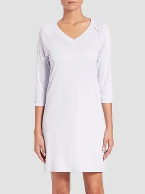 Hanro Pure Essence Three-quarter Sleeve Gown - Blue Glow