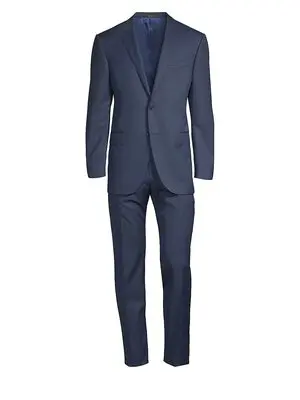 Corneliani Men's Academy Solid Suit - Navy Fan  Navy Fan