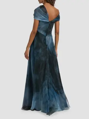 Rene Ruiz Collection Twisted Off-the-shoulder Organza Gown