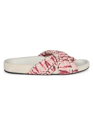 Isabel Marant Holden Tie-Dye Leather Slides - Pink