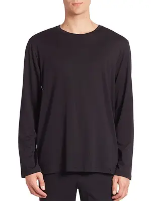 Hanro Night And Day Solid Long Sleeve Tee - Black