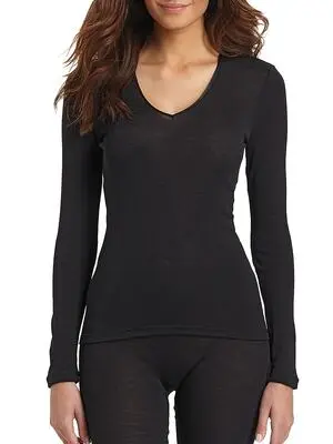 Hanro Woolen Silk Long-sleeve Shirt Black