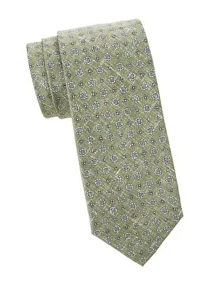 Isaia Floral Silk Tie Green