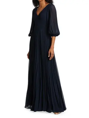 Rickie Freeman For Teri Jon Chiffon Pleated Gown