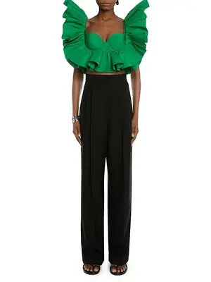 Alexander McQueen Satin Ruffle Crop Top