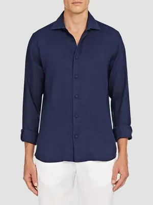 Orlebar Brown Giles Smart Linen Shirt - Navy