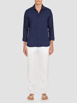 Orlebar Brown Giles Smart Linen Shirt - Navy