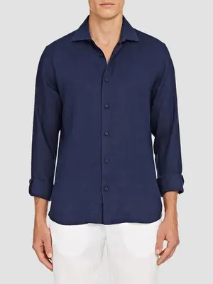 Orlebar Brown Giles Smart Linen Shirt - Navy