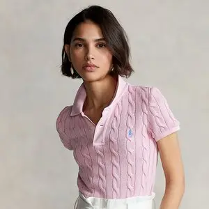 Ralph Lauren Cable-knit Polo Shirt - Light Pink