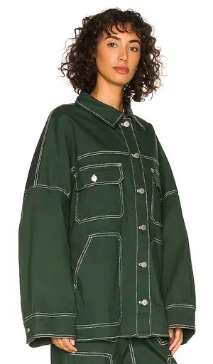 BY.DYLN Cooper Jacket With Contrast Trim - Green