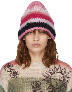 Red Valentino RED Valentino Multicolor Knit Mohair Bucket Hat - B52 New Rose