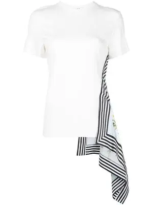 Monse Asymmetric Graphic-print Hybrid T-shirt - White