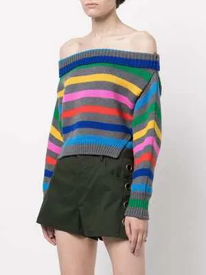 Monse Cropped Off-the-shoulder Jumper