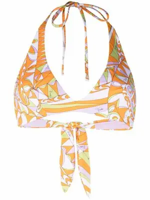 Emilio Pucci Bandierine-print Bikini Top - Orange