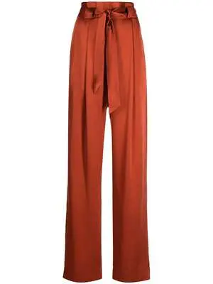 Michelle Mason High-waisted Pleated Silk Trousers - Red