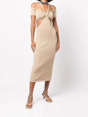 Cult Gaia Alicia Knit Cold-shoulder Dress