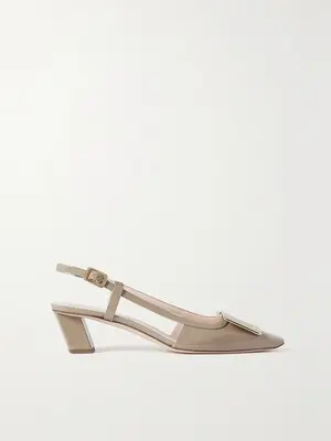 ROGER VIVIER Belle Vivier 45 Patent-leather Slingback Pumps - Brown