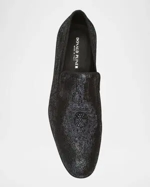 DONALD PLINER Spencer Distressed Metallic Skull Loafers