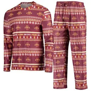 CONCEPTS SPORT Iowa State Cyclones Ugly Sweater Long Sleeve T-shirt And Pants Sleep Set - Cardinal