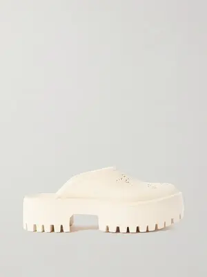 Gucci Elea Perforated Rubber Platform Mules