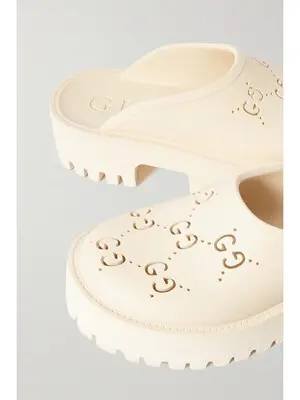 Gucci Elea Perforated Rubber Platform Mules