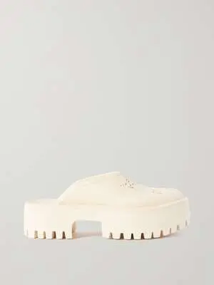 Gucci Elea Perforated Rubber Platform Mules