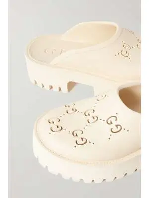 Gucci Elea Perforated Rubber Platform Mules