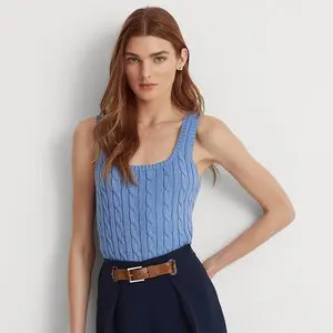 Ralph Lauren Cable-Knit Sleeveless Sweater Blue Loch