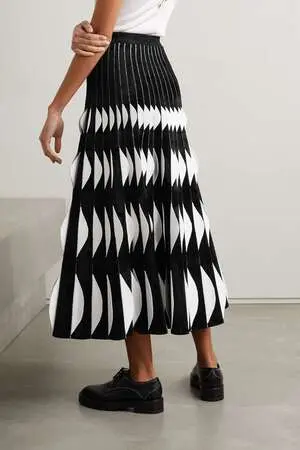 Alaïa Pleated Velour And Stretch-knit Midi Skirt