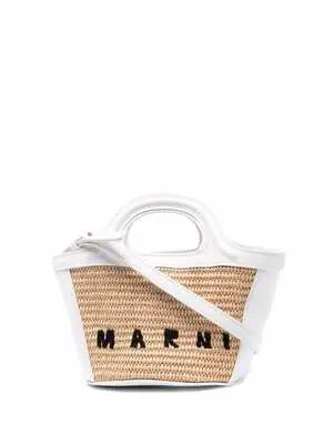Marni Tropicalia Logo-embroidered Tote - White