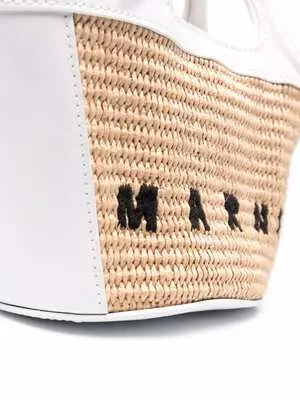 Marni Tropicalia Logo-embroidered Tote - White