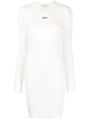 Off-White Logo-print Long-sleeved Mini Dress