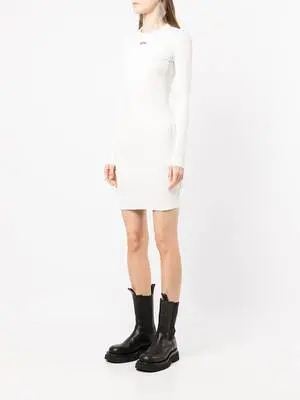 Off-White Logo-print Long-sleeved Mini Dress