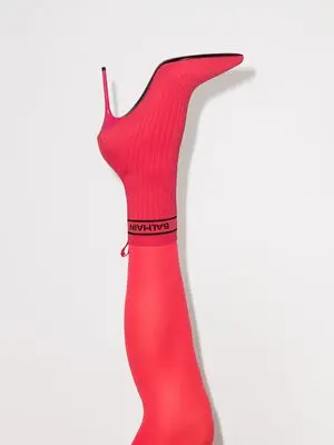 Balmain Skye Knitted Ankle Boots - Red