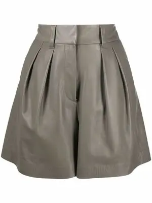 Brunello Cucinelli Wide-leg Leather Shorts