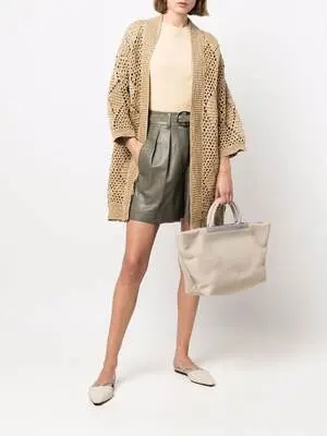 Brunello Cucinelli Wide-leg Leather Shorts