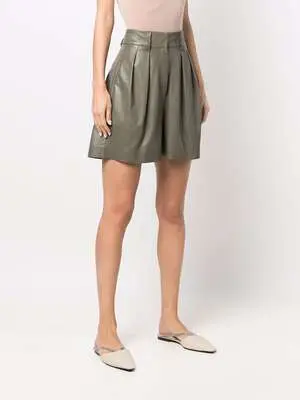 Brunello Cucinelli Wide-leg Leather Shorts