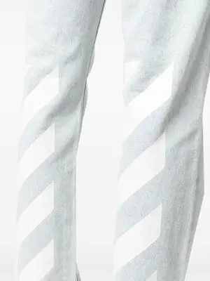 Off-White Slim Fit Jeans With Diag-stripe Print - Blue