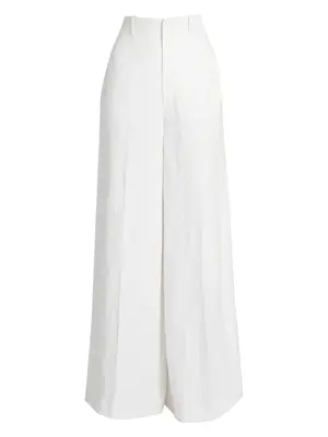 Chloé Wide-Leg Linen Trousers - Iconic Milk
