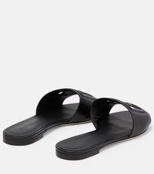 Dolce & Gabbana Dg Leather Slides - Black