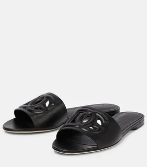 Dolce & Gabbana Dg Leather Slides - Black