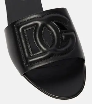Dolce & Gabbana Dg Leather Slides - Black