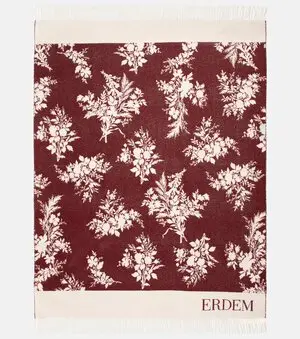 Erdem Floral Jacquard Wool-blend Blanket - Red