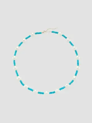 Jia Jia Nevada & Freshwater Pearl Candy Necklace - Turquoise