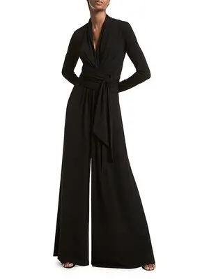 Michael Kors Women's Draped Tie Palazzo Jumpsuit - Black  Black