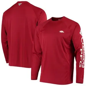 Columbia Arkansas Razorbacks Terminal Tackle Omni-shade Raglan Long Sleeve T-shirt - Cardinal