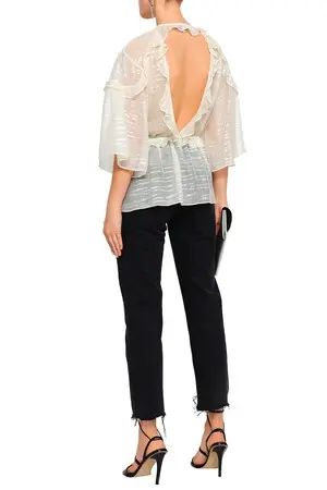 IRO PARIS Ruffled Metallic Jacquard Blouse