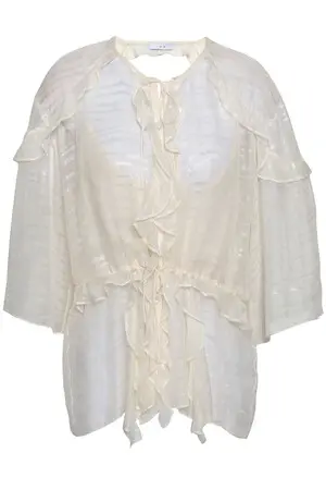 IRO PARIS Ruffled Metallic Jacquard Blouse