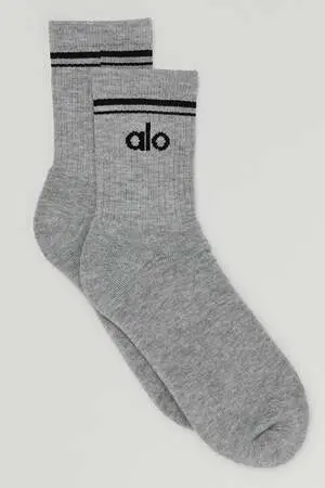 Alo Yoga Half-Crew Throwback Socks Athletic Heather Grey/black